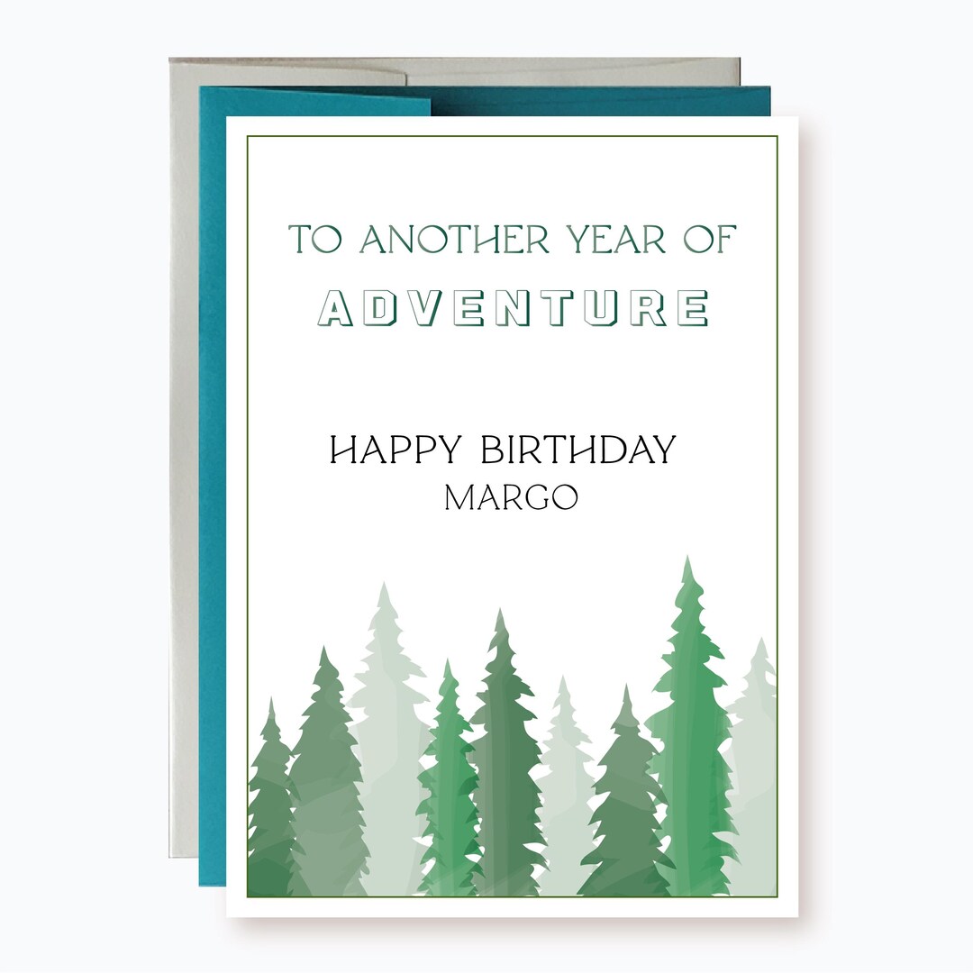 Personalized Trees Birthday Card | Nature and Woods Happy Birthday Card ...