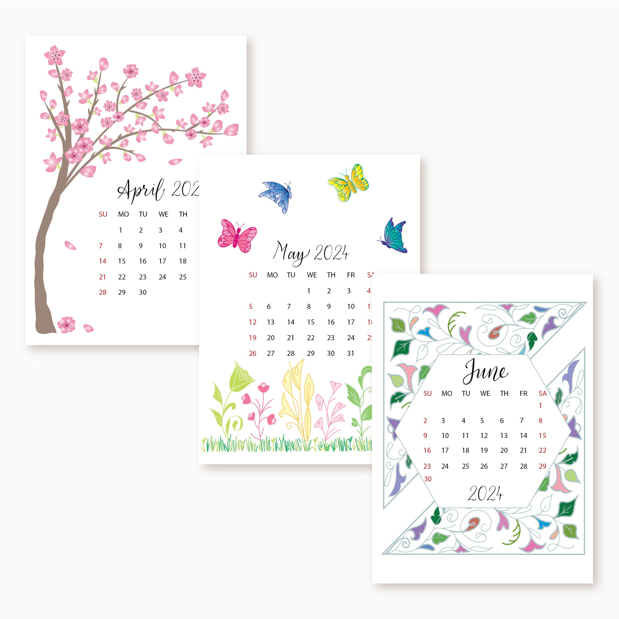 2024 Desk Calendar, Optional Stand, 12 Month Seasonal Year Calendar ...