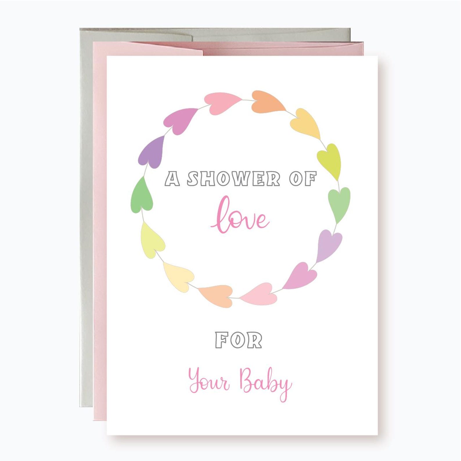 Baby Shower Card Personalized, A Shower of Love, New Baby Girl Card ...