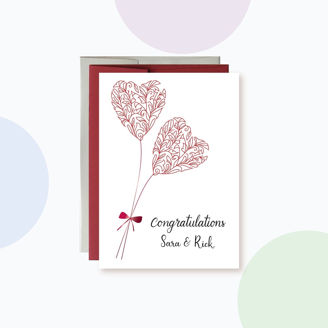 Personalized Two Hearts Wedding Card Congratulations Wedding Card ...