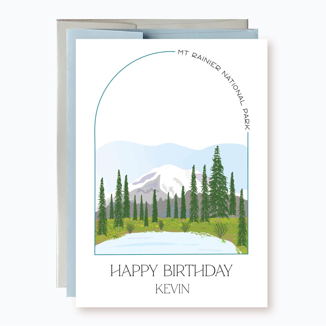 Mt Rainier National Park Birthday Card | Personalized National Park ...