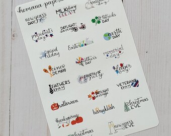 Holiday Stickers W/ Icons Planner Calendar S-115-2 - Etsy