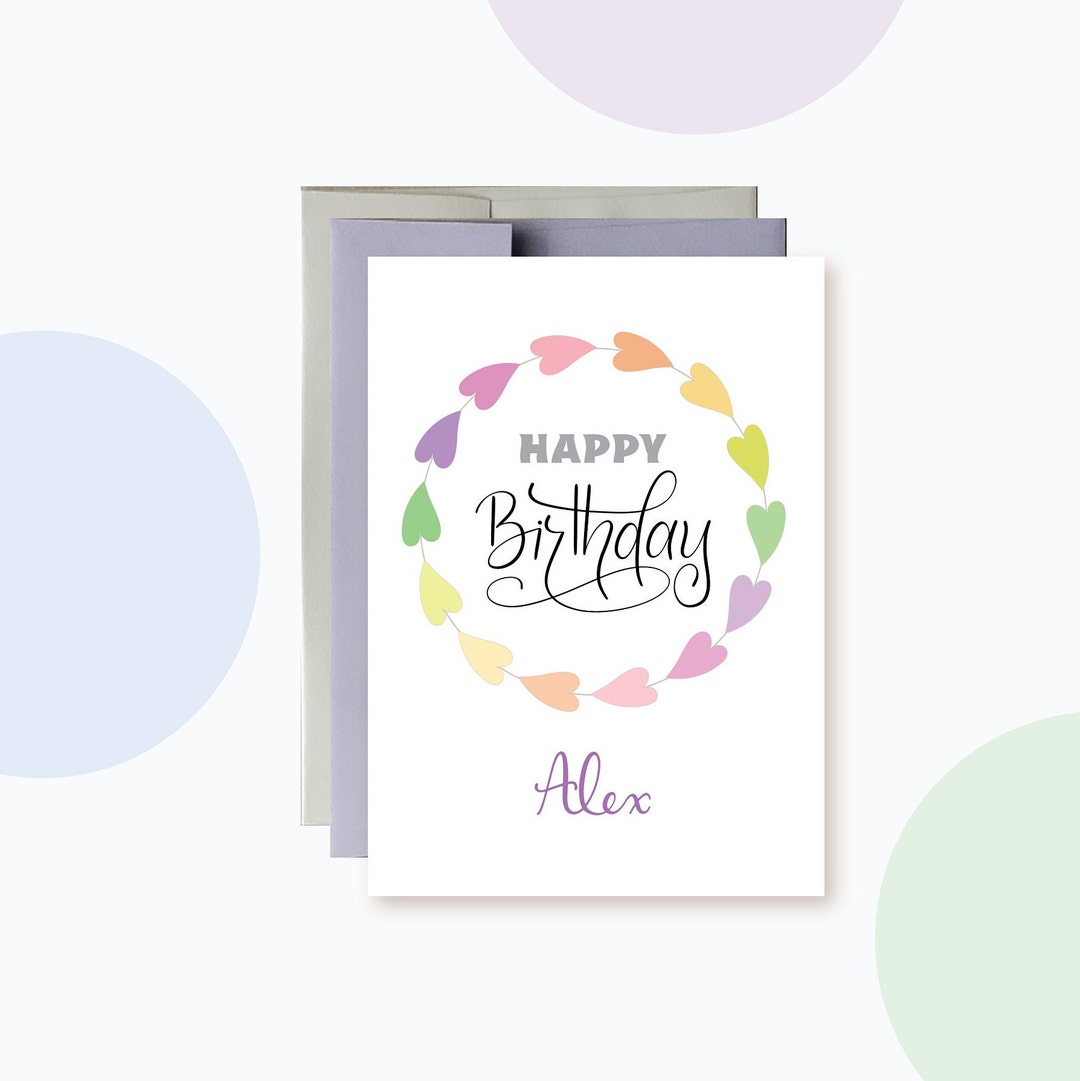 Personalized Hearts Birthday Card Kids Birthday Card - Etsy