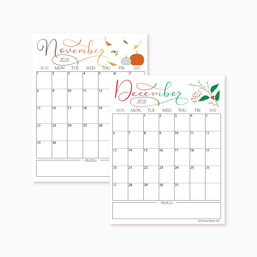 2026 Seasonal Calligraphy Calendar, Choose Start Month, 8.5x11 ...