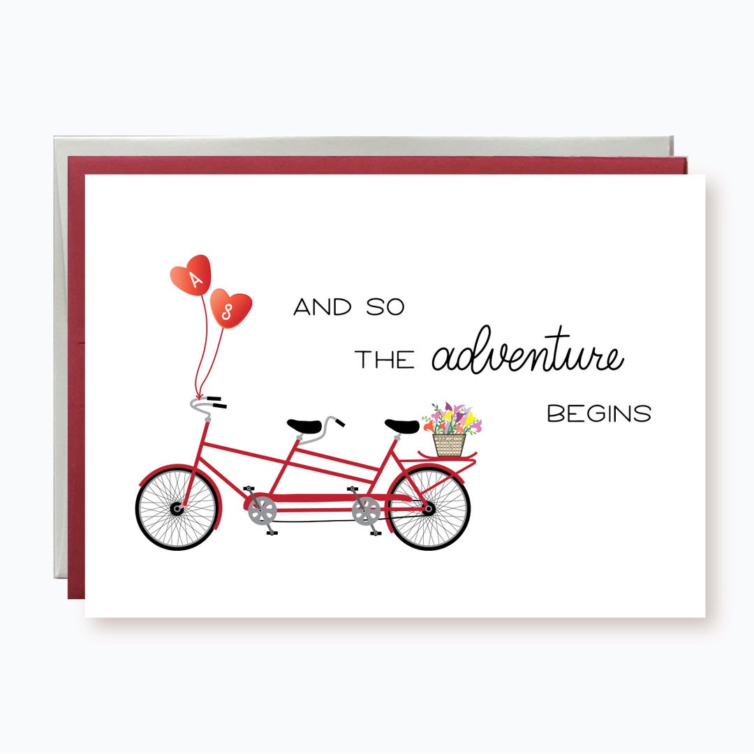 Personalized Wedding Card, Tandem Bike Card for Wedding Wishes, and so ...