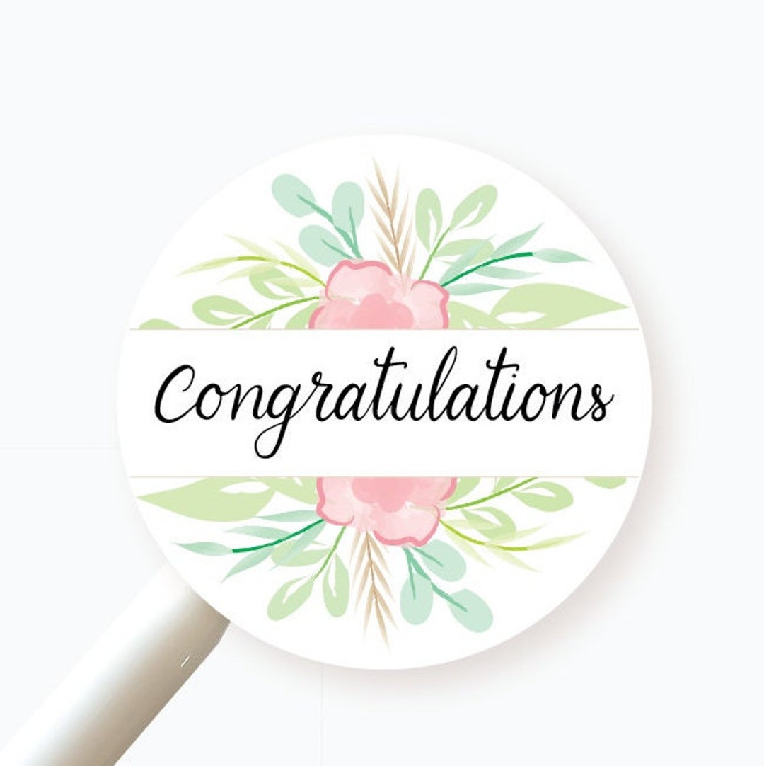 24 Congratulations Stickers Envelope Seals Gift Stickers Floral Wedding ...