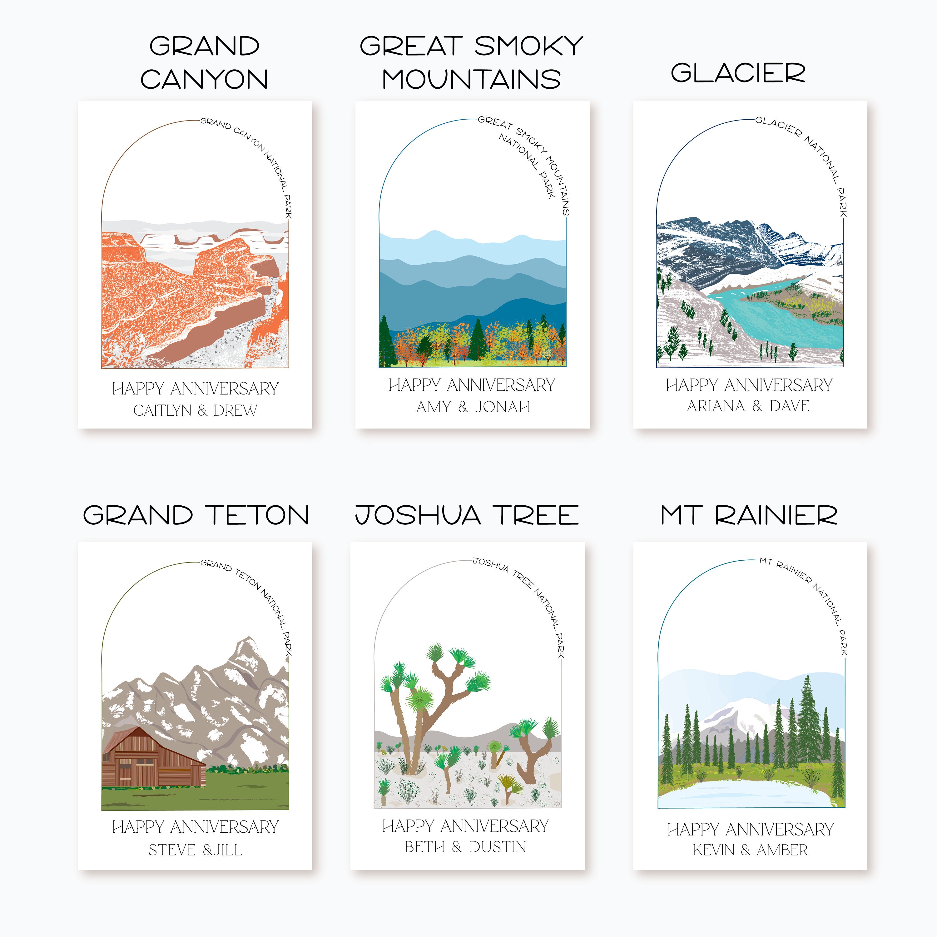 Personalized Anniversary National Park Card, Choose a National Park ...