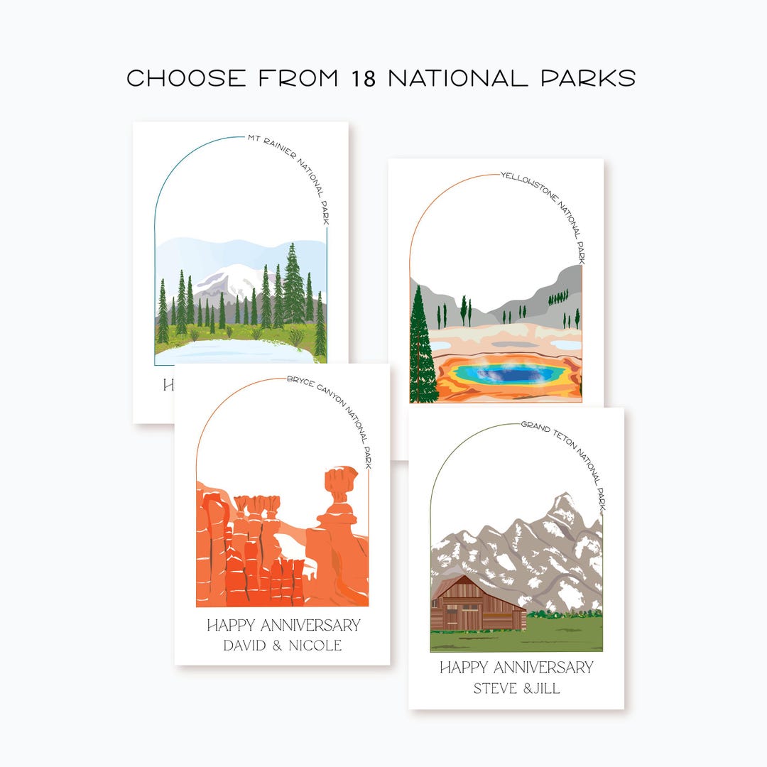 Personalized Anniversary National Park Card, Choose a National Park ...
