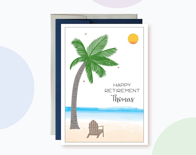 Happy Retirement Beach Themed Greeting Card - Etsy