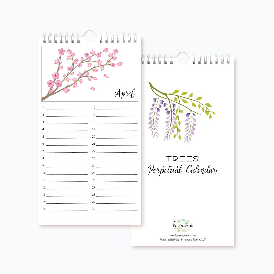 Perpetual Birthday Calendar | Trees and Nature Celebration Calendar ...