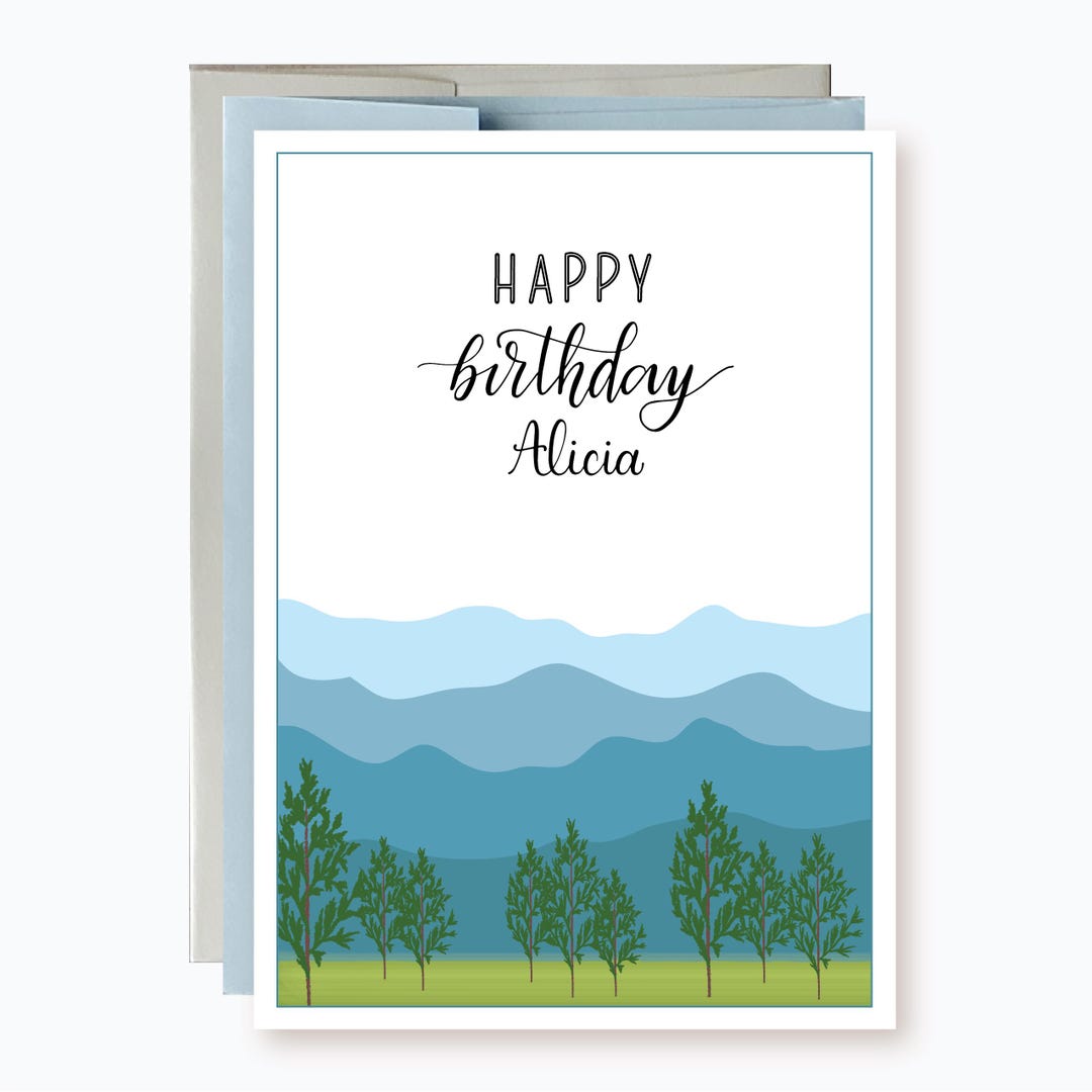 Personalized Landscape Birthday Card | Smoky Mountains and Trees Happy ...