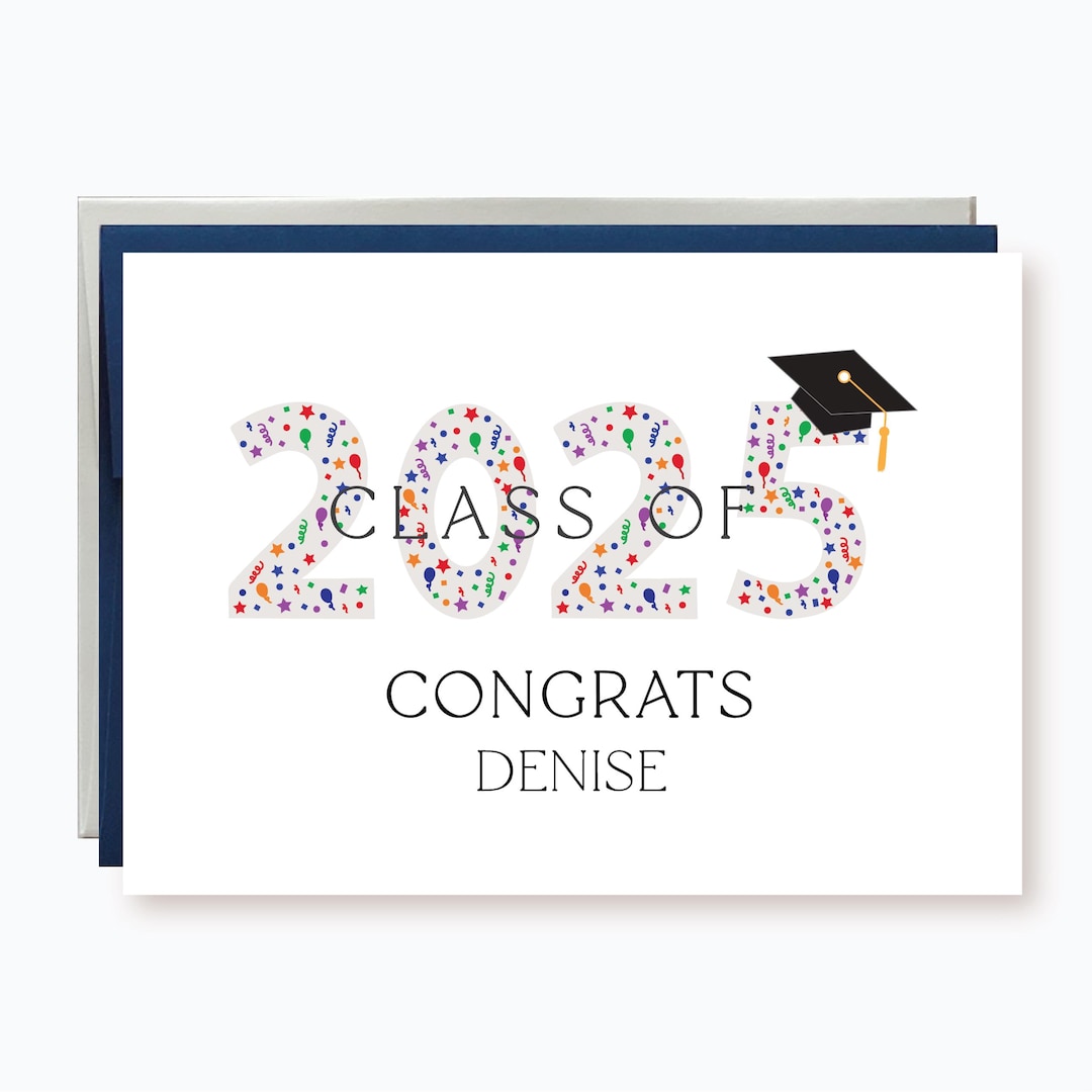 Personalized Confetti Class of 2025 Grad Card, Congrats on Your ...