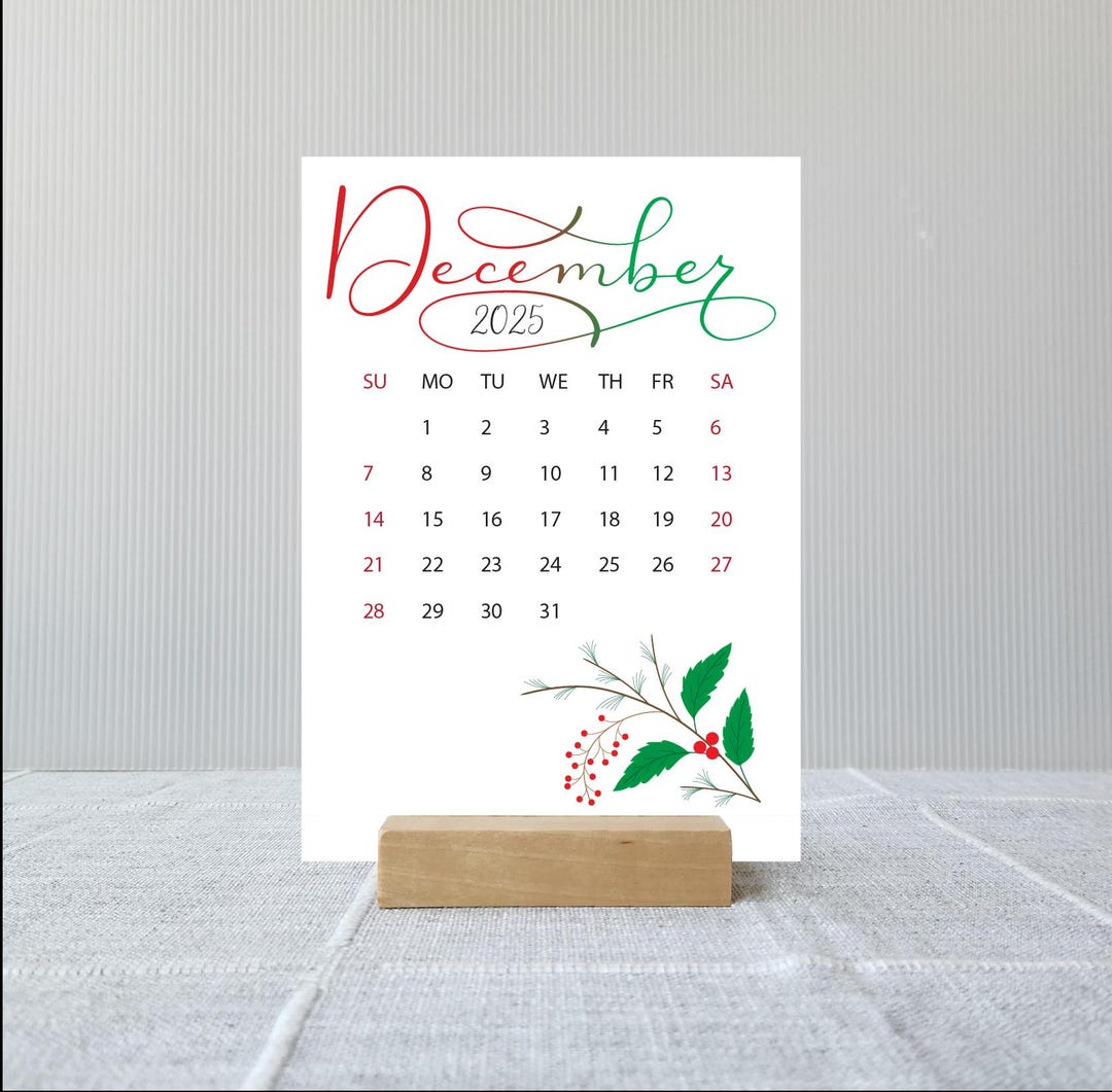 2025 Calendar Choose Start Month Seasonal Desk Calendar Optional Stand ...