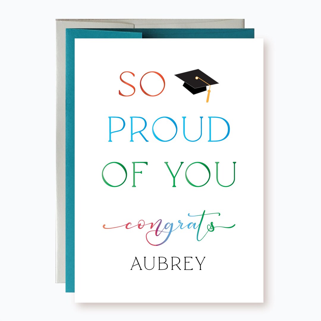 So Proud of You Personalized Graduation Card, Colorful Congrats Crad ...