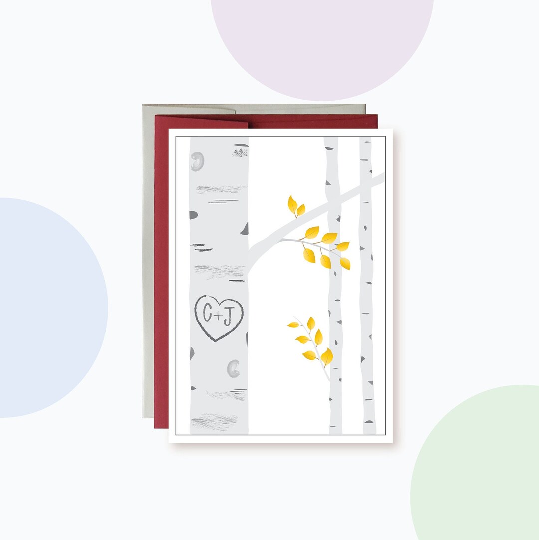 Personalized Rustic Engagement Card Custom Initials and Heart on Tree ...