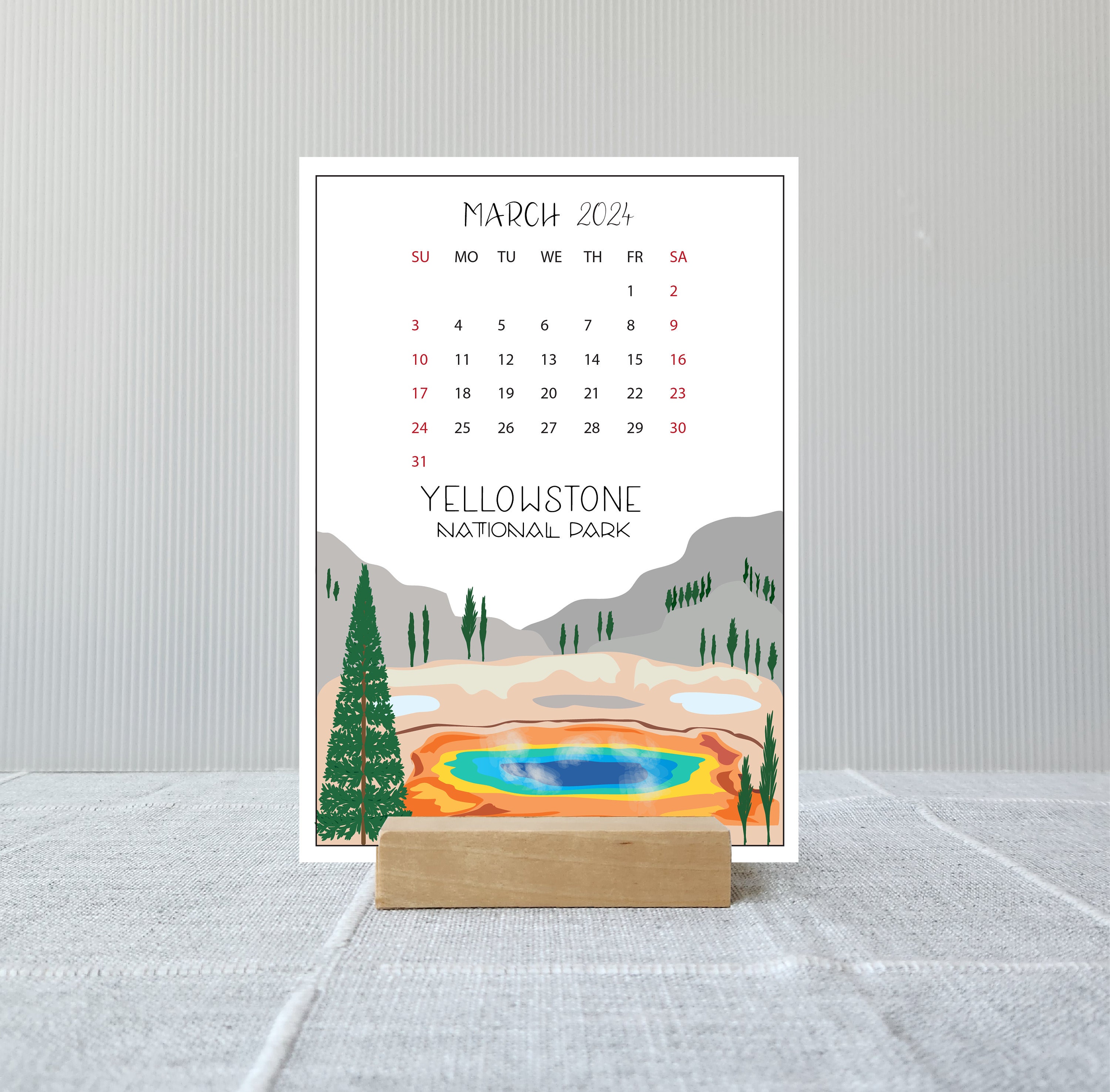 2024 National Parks 12 month Desk calendar, Optional Stand, Christmas ...