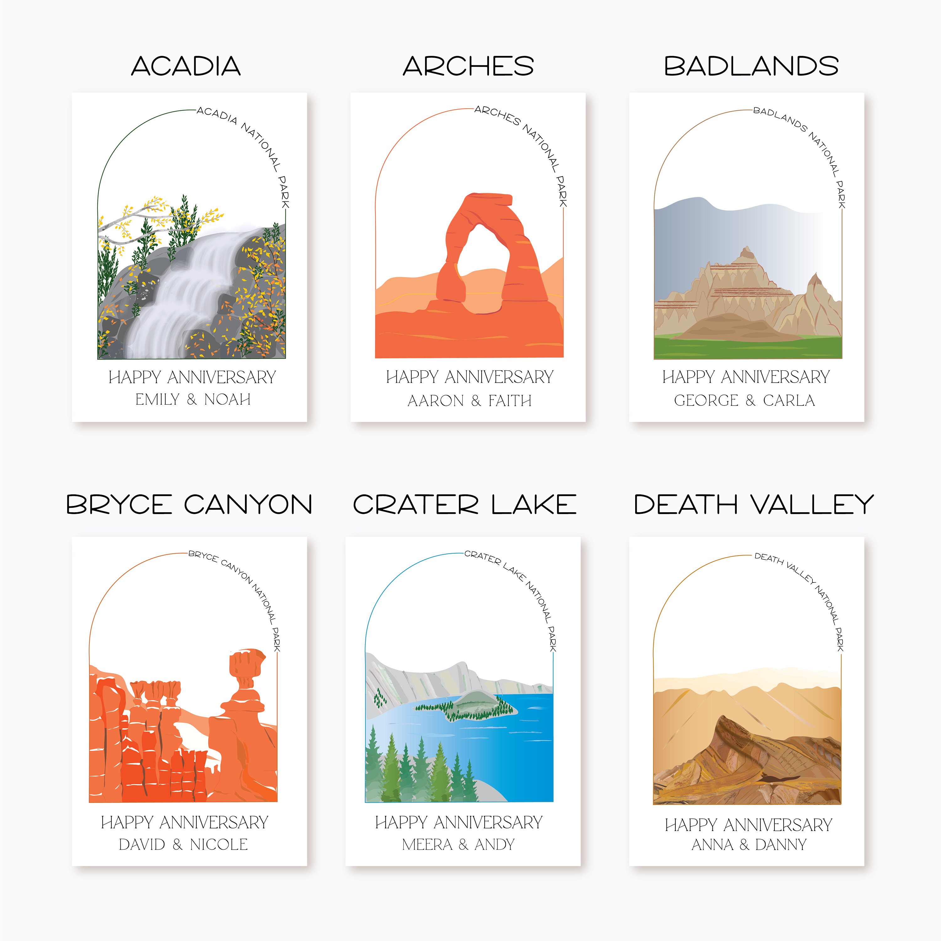 Personalized Anniversary National Park Card, Choose a National Park ...