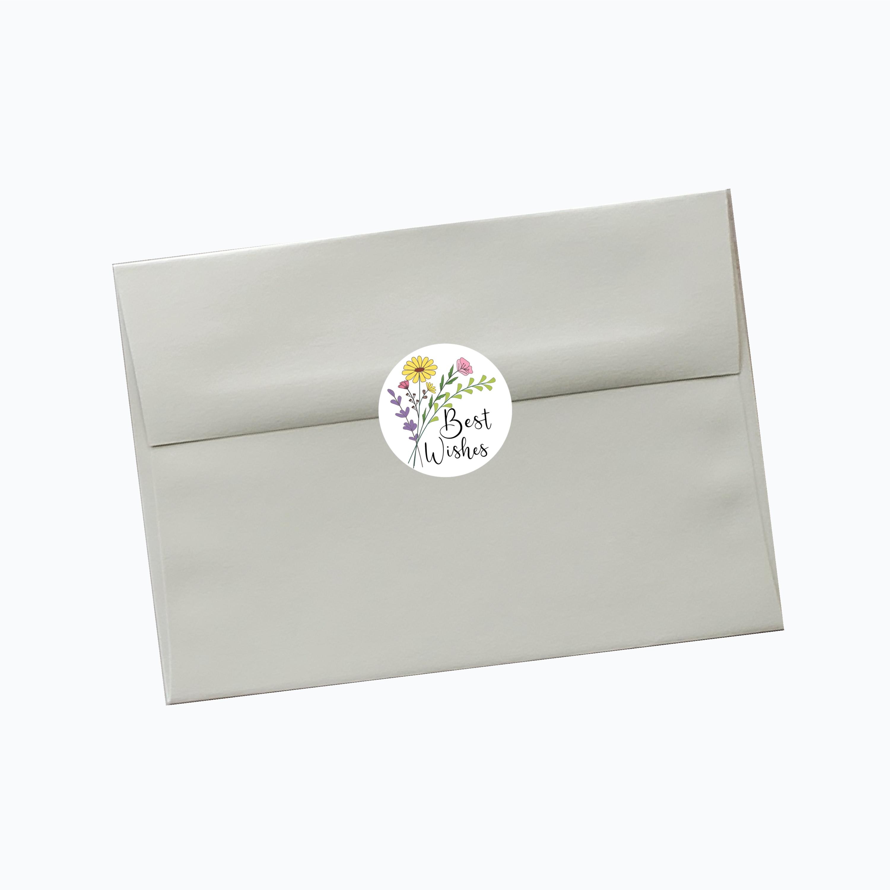 Buy 24 Best Wishes Stickers | 1.5" in Diameter | Floral Envelope Seals ...