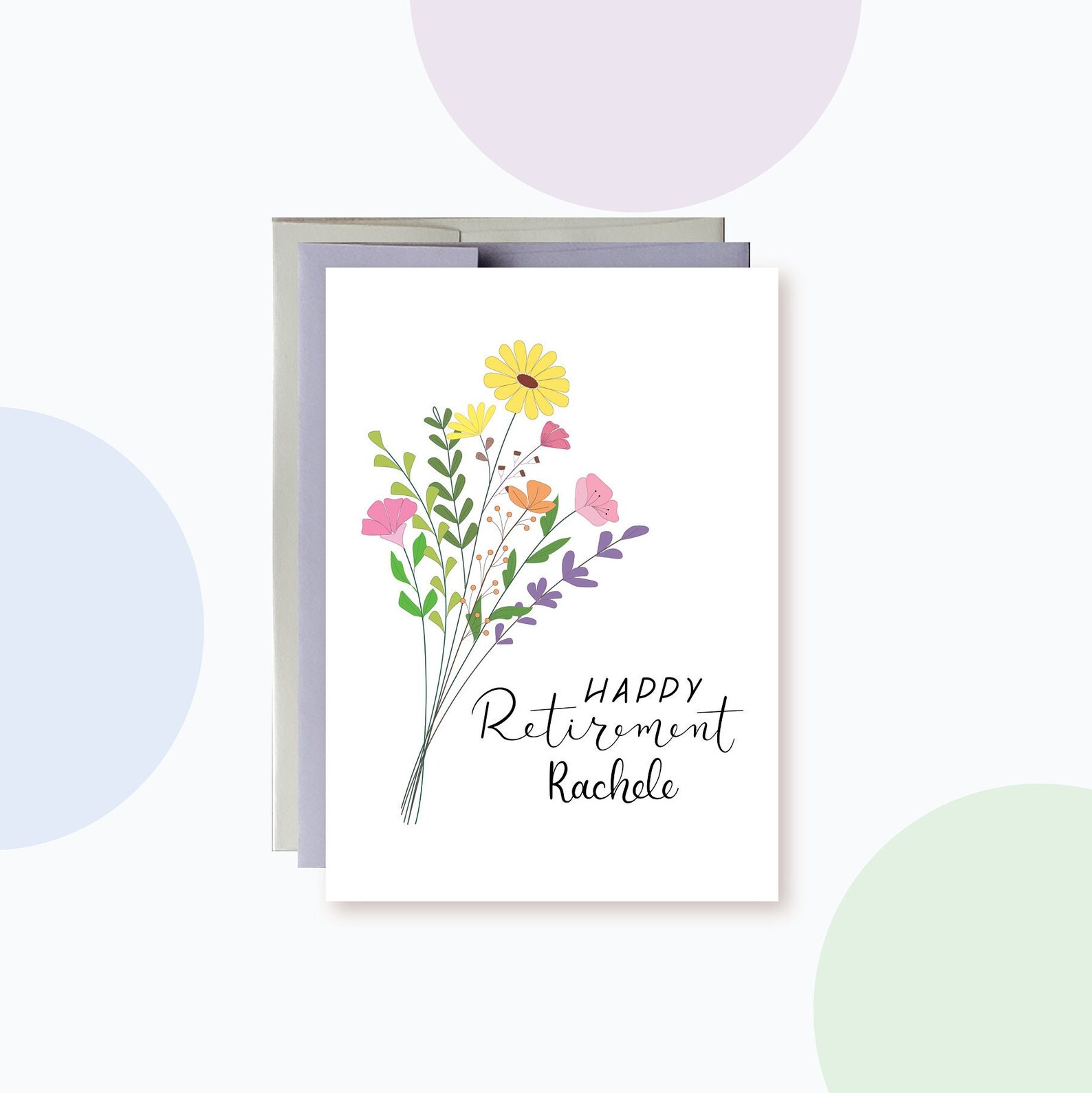 Custom Name Floral Retirement Card, Personalized Happy Retirement Card ...