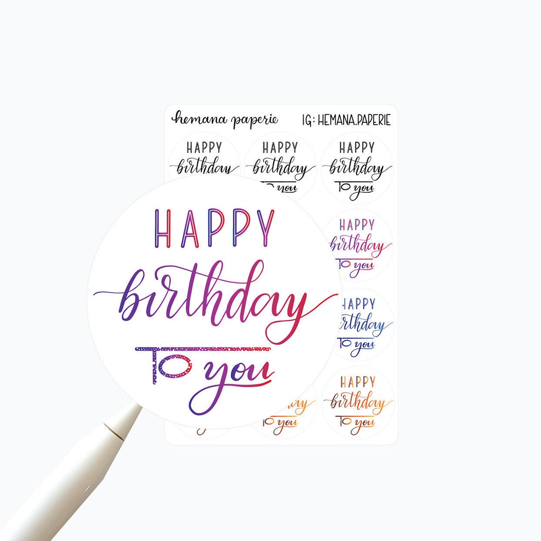 24 Happy Birthday Stickers Envelope Seals Gift Stickers Calligraphy ...
