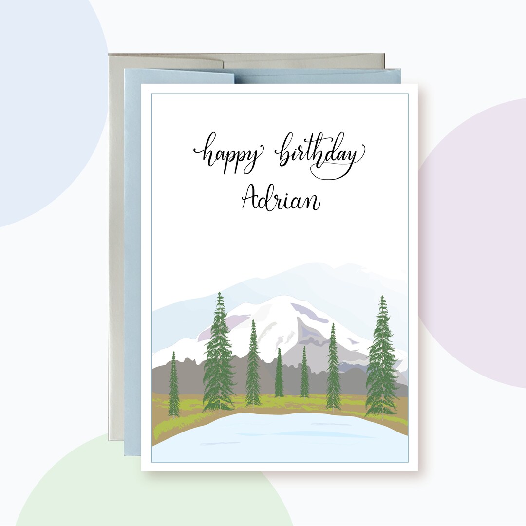 Personalize Name Landscape Birthday Card Custom Outdoorsy - Etsy
