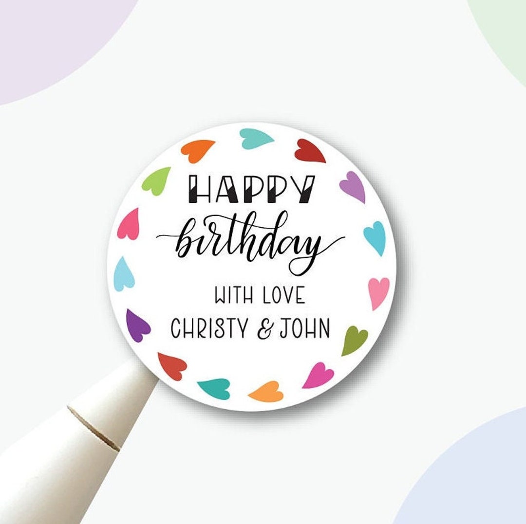 Personalized Happy Birthday Stickers | 2 Inch | Set of 12 | Birthday ...