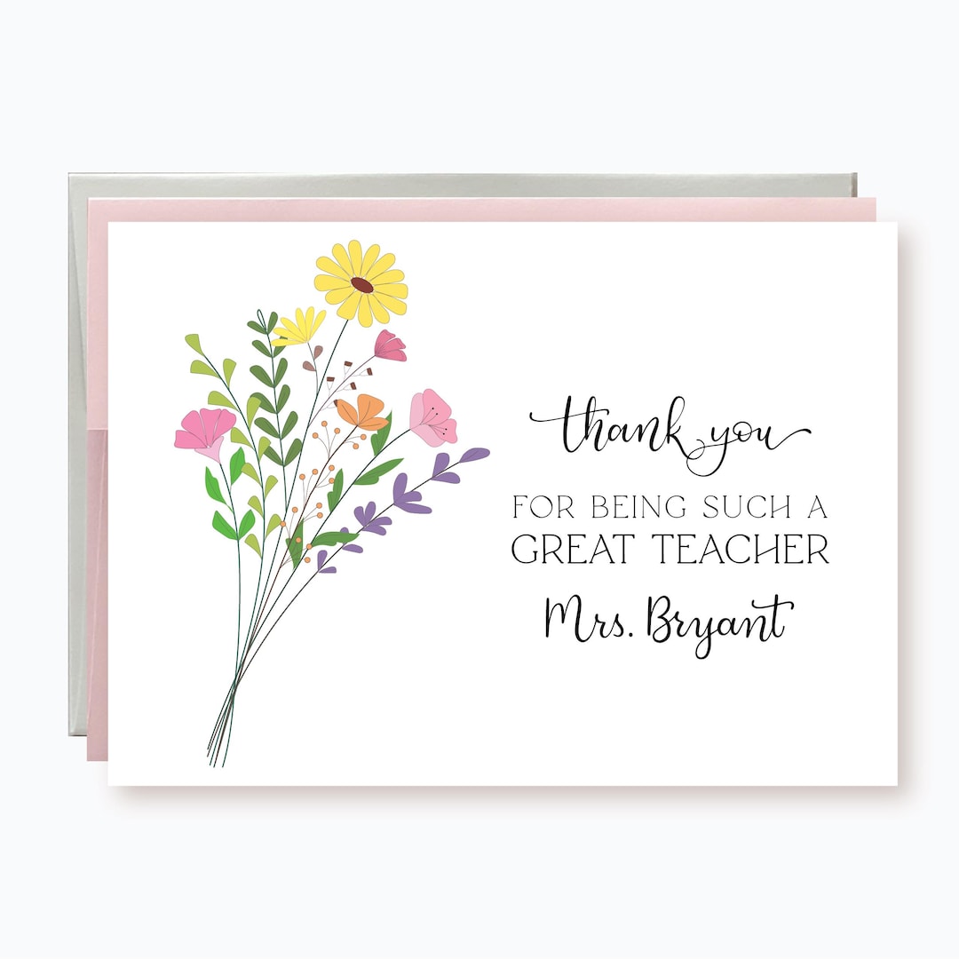 Personalized Teachers Day Card, Teacher Appreciation Card, Teacher ...
