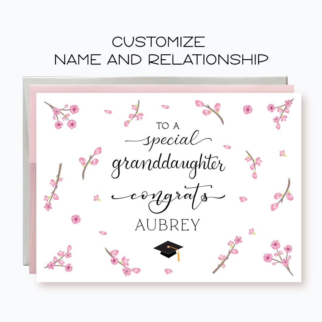 Personalized Granddaughter Graduation Card: Cherry Blossom Floral, Year ...