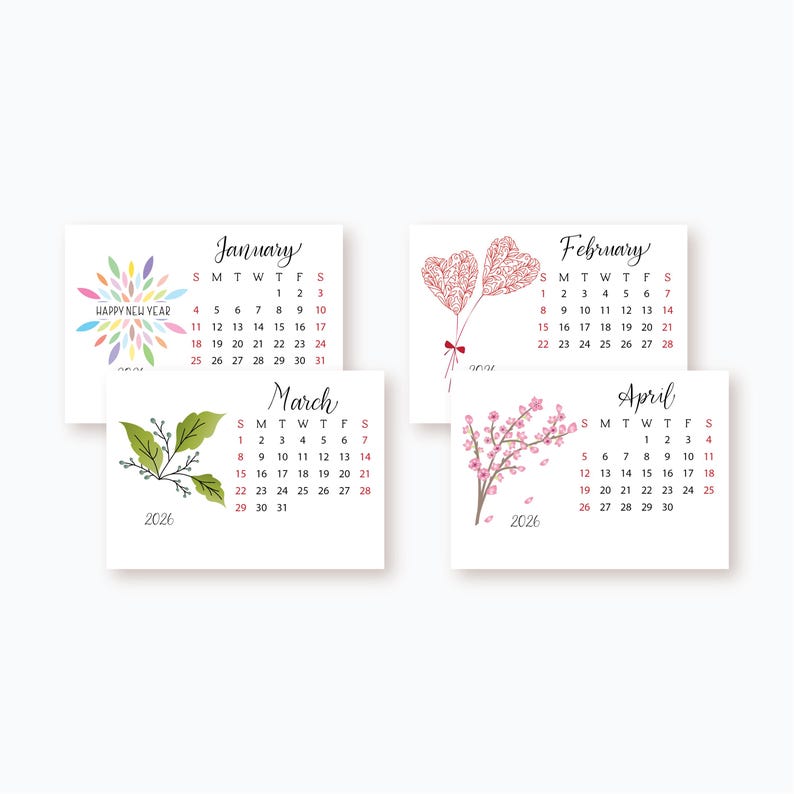 2026 - 2027 Mini Desk Calendar, Stand Option, Choose Start Month ...