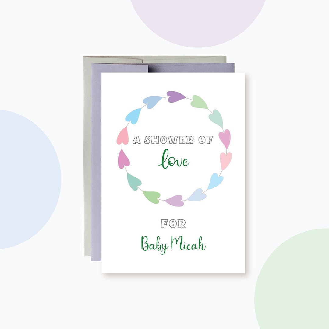 Personalized Baby Shower Card A Shower of Love for Baby Girl - Etsy