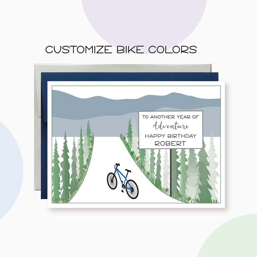 Personalized Adventure Birthday Card, Customize Bike Color and Name ...