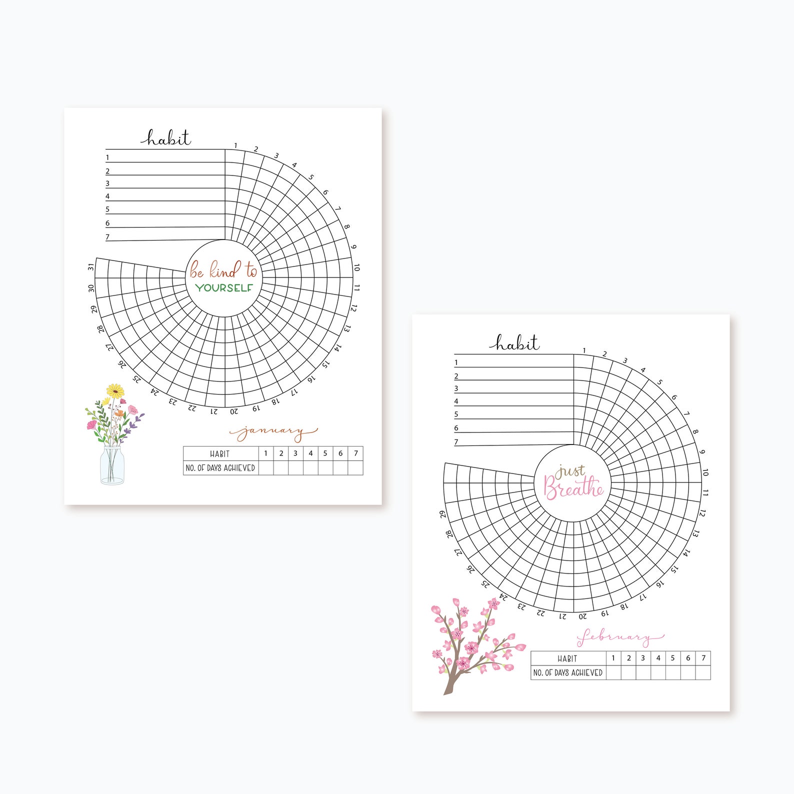 12 Month Habit Tracker Daily Habit Tracker Track Your - Etsy