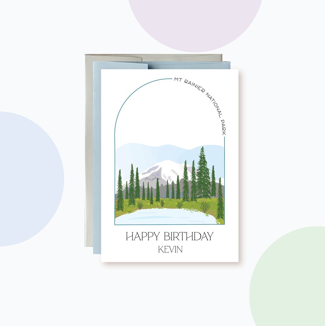 Mt Rainier National Park Birthday Card Personalized National Park ...