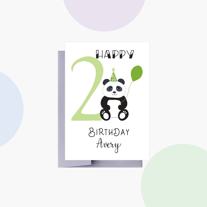 Panda Birthday Card Personalize Age and Name Kids Balloon - Etsy