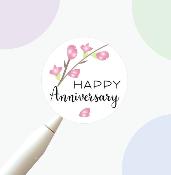 24 Happy Anniversary Stickers Envelope Seals Gift Stickers - Etsy