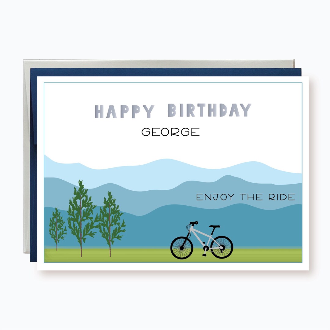 Personalized Enjoy the Ride Birthday Card, Custom Outdoorsy Mountains ...