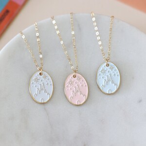 Disney Castle Enamel Necklace, Oval Pendant Dainty Chain, Gold or ...