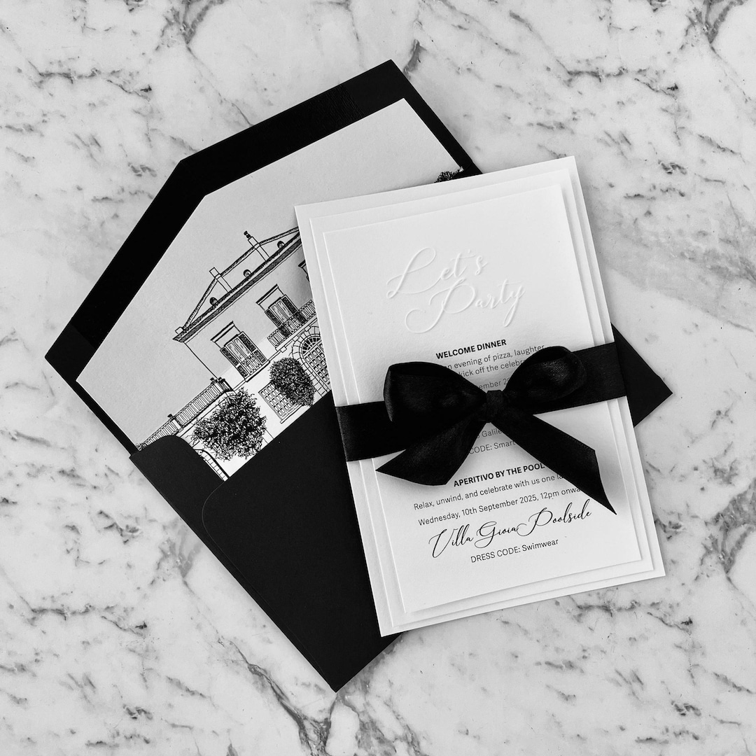 Embossed Wedding Invitation | Embossed Script Names | Full Colour ...