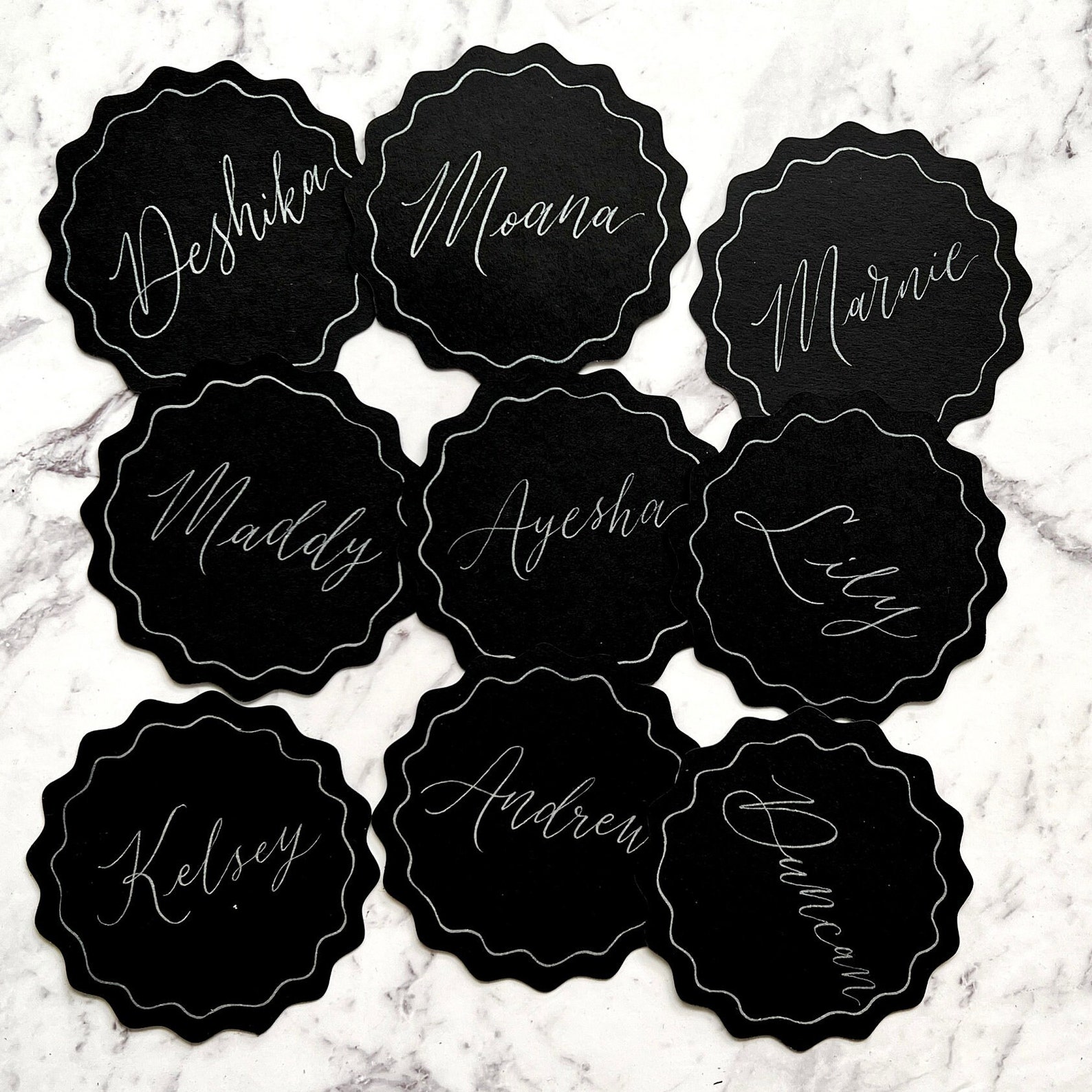 Wavy BLACK Place Cards Wedding/events/hens/bridal Shower | 100% ...