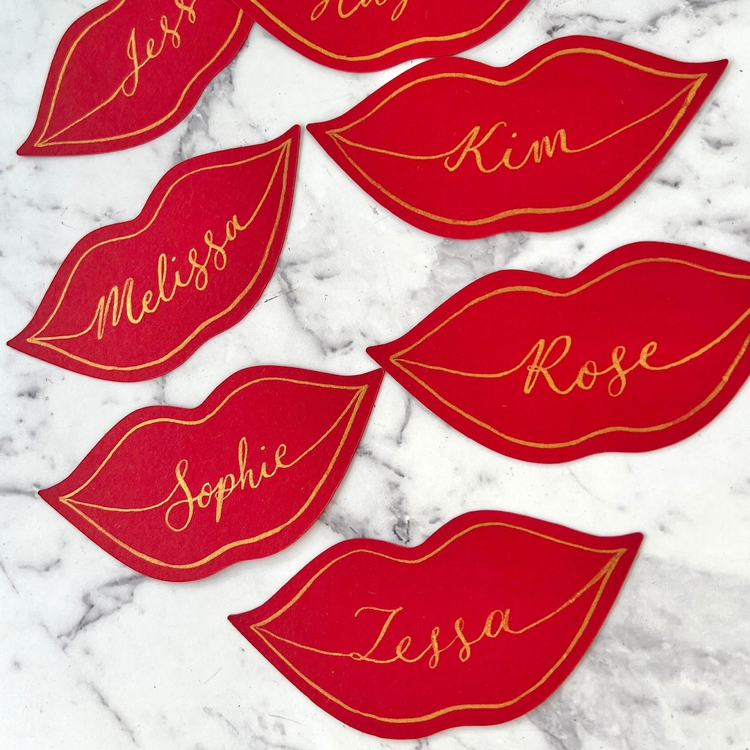 RED LIPS Place Cards for Wedding/events/hens/bridal/baby Shower ...
