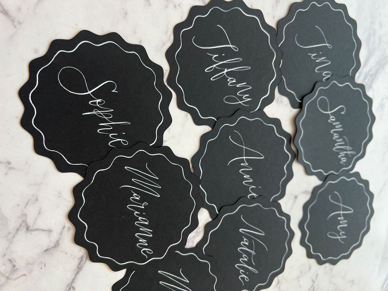 Wavy BLACK Place Cards Wedding/events/hens/bridal Shower | 100% ...