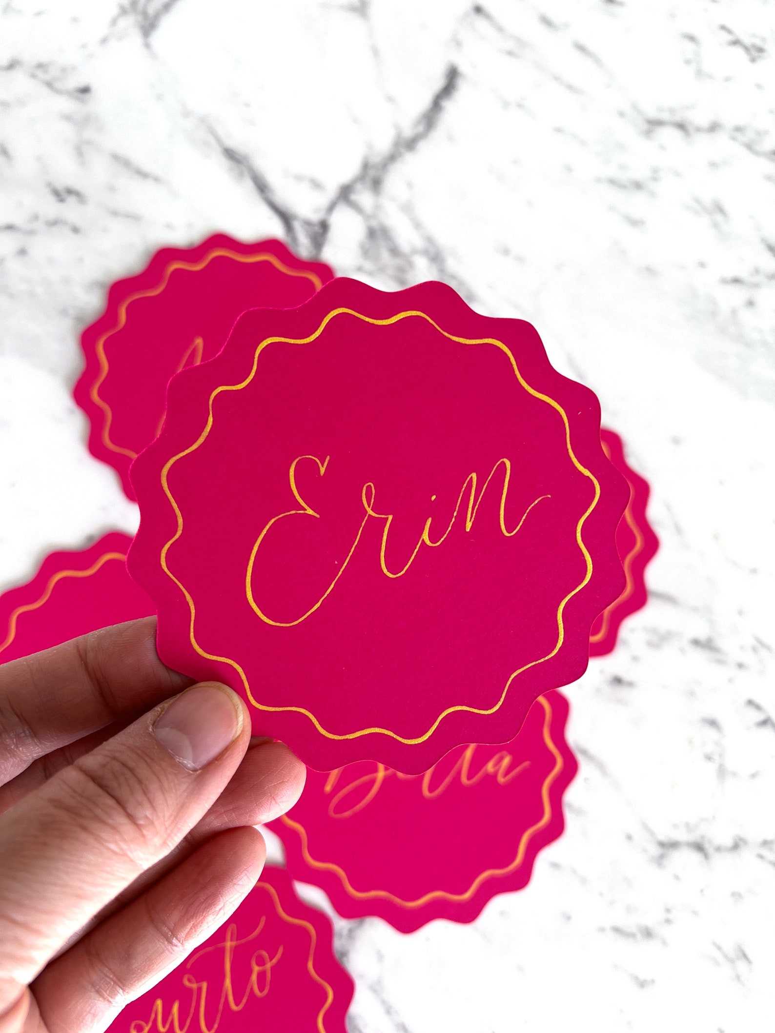 Wavy Hot Pink Place Cards Wedding/events/hens/bridal Shower | 100% ...