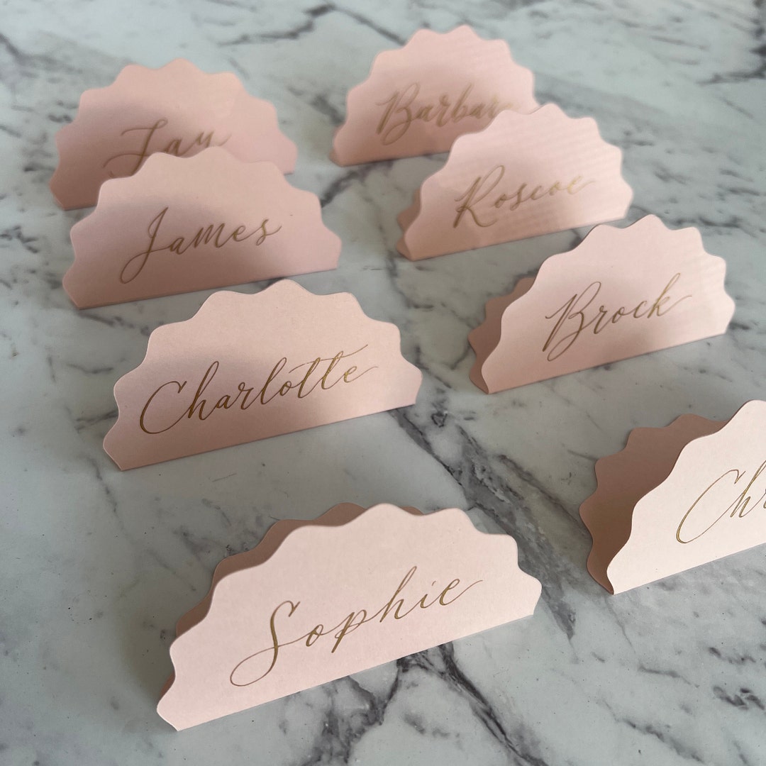 Wavy Blush Pink Place Cards Wedding/events/hens/bridal Shower | 100% ...
