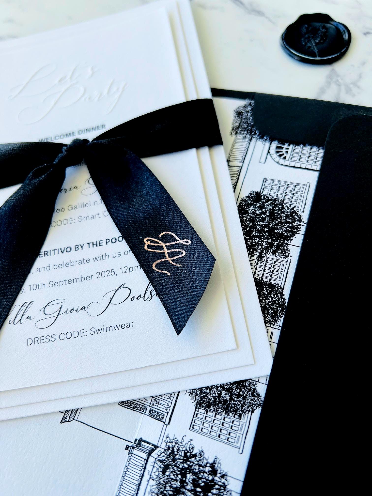Embossed Wedding Invitation | Embossed Script Names | Full Colour ...