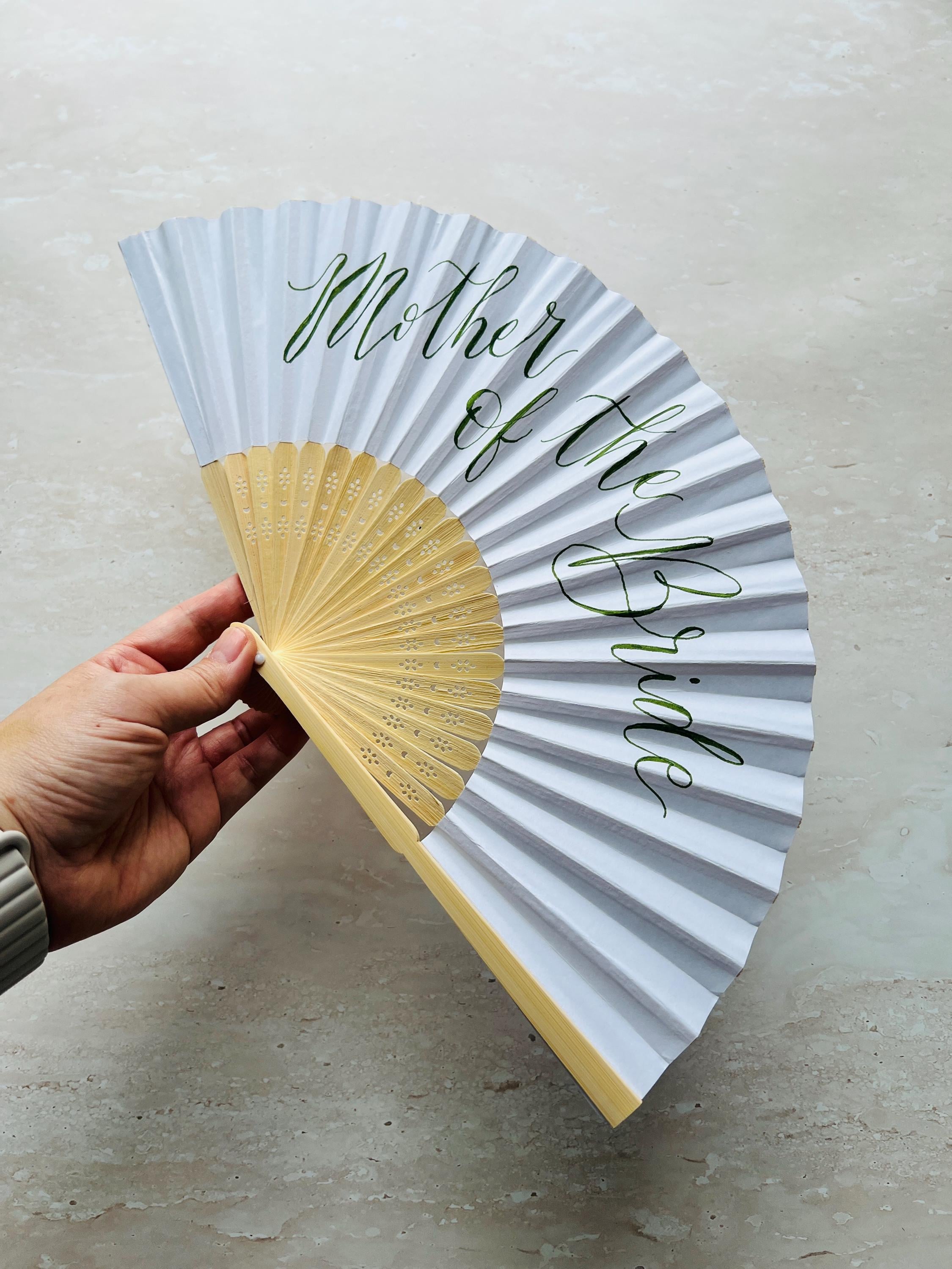 Personalised Wedding Paper Fans, Handwritten Name in Modern or ...
