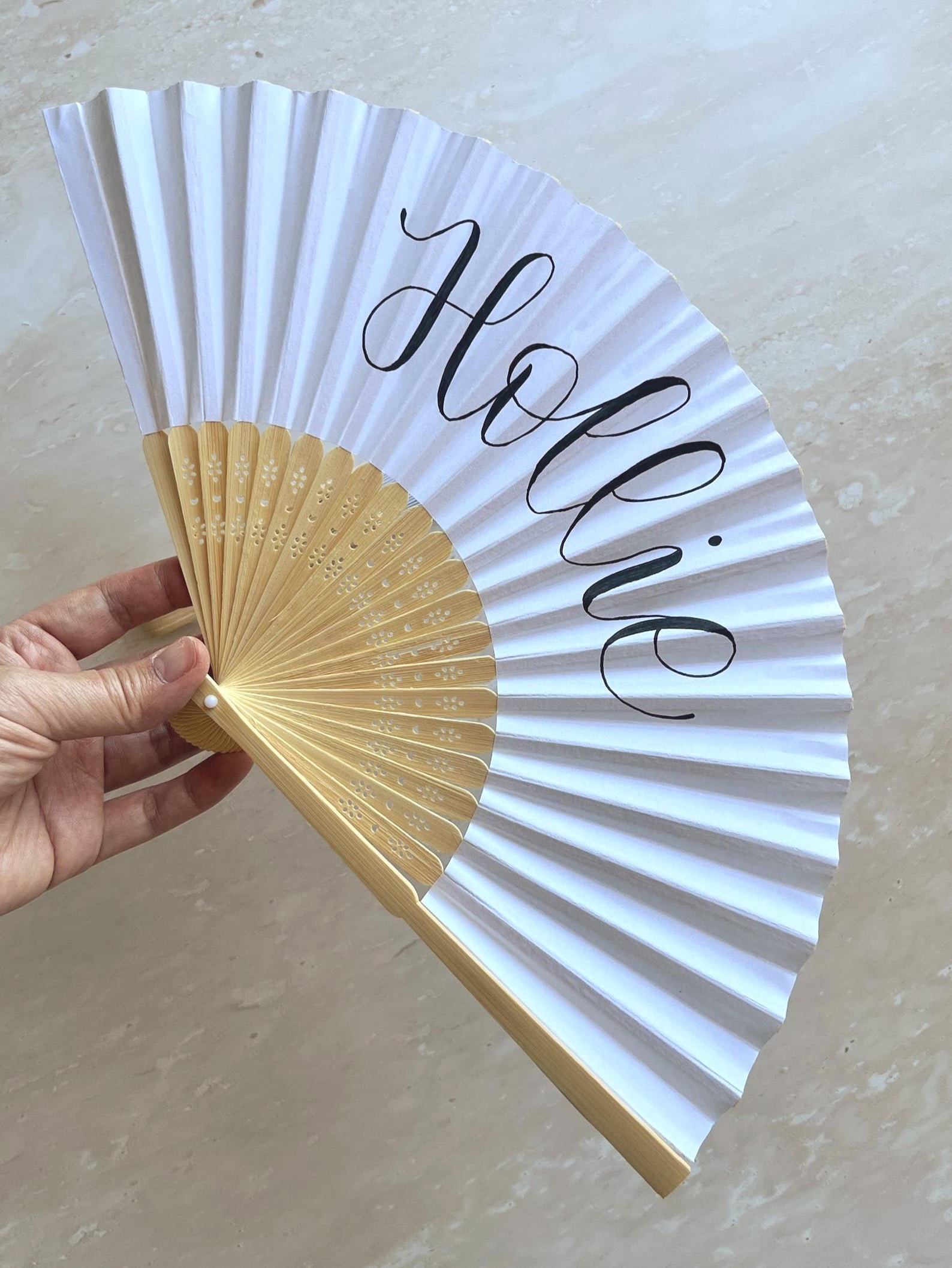 Personalised Wedding Paper Fans, Handwritten Name in Modern or ...