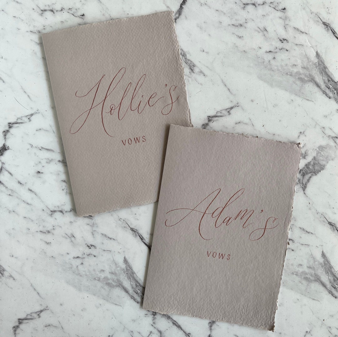 Set of Calligraphy/handwritten His & Her Wedding Vows Covers on ...