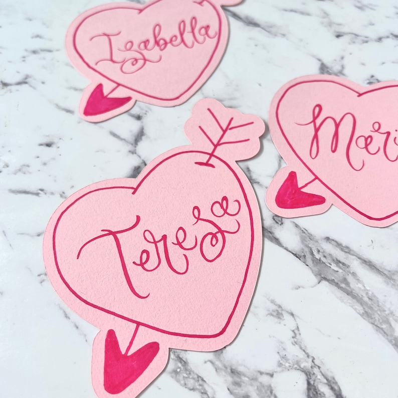 CUPID Candy Pink Heart & Arrow Place Cards Wedding/events/hens/bridal ...