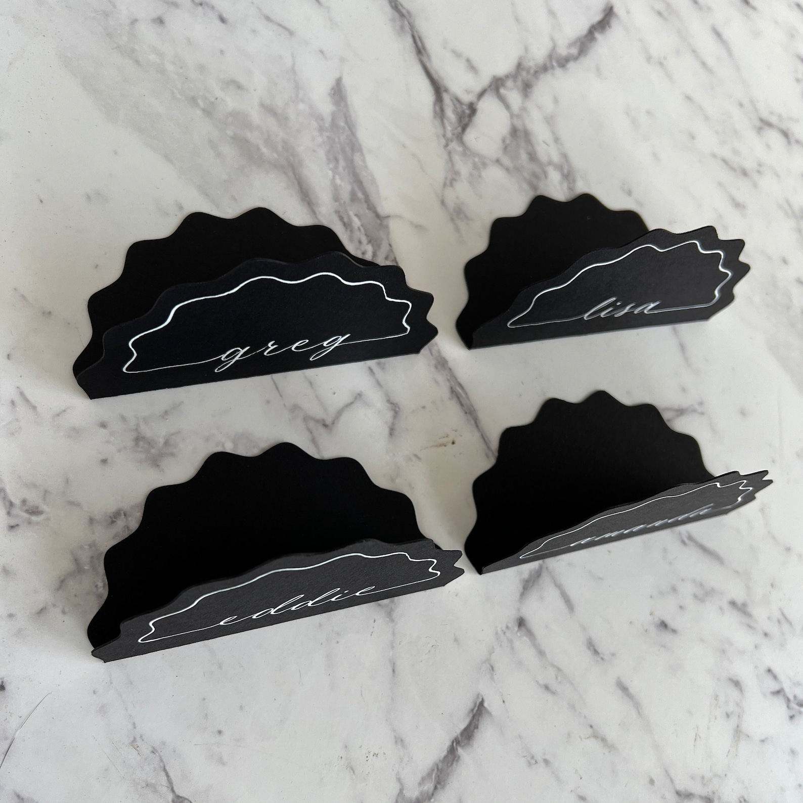 Wavy BLACK Place Cards Wedding/events/hens/bridal Shower | 100% ...