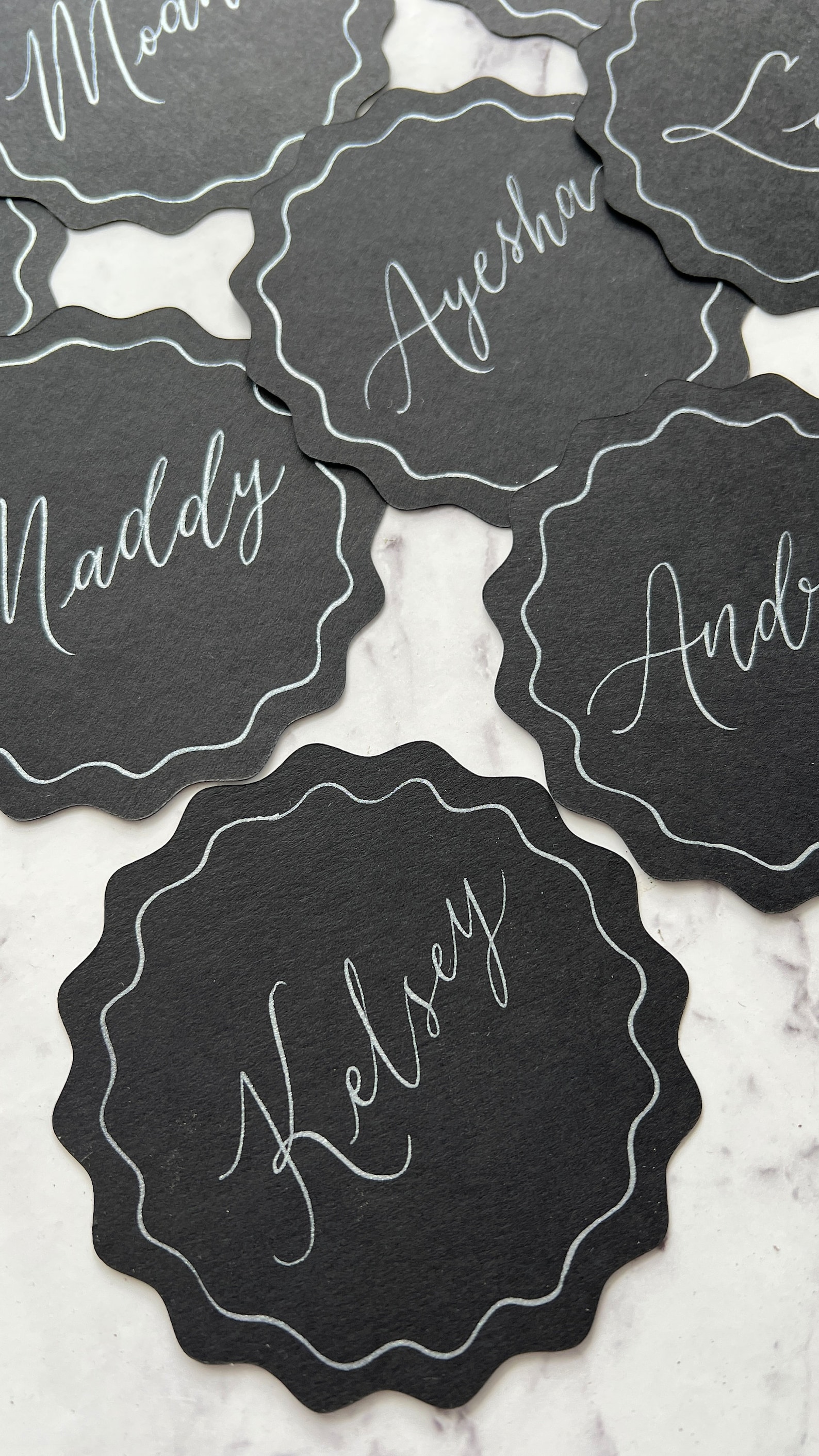 Wavy BLACK Place Cards Wedding/events/hens/bridal Shower | 100% ...